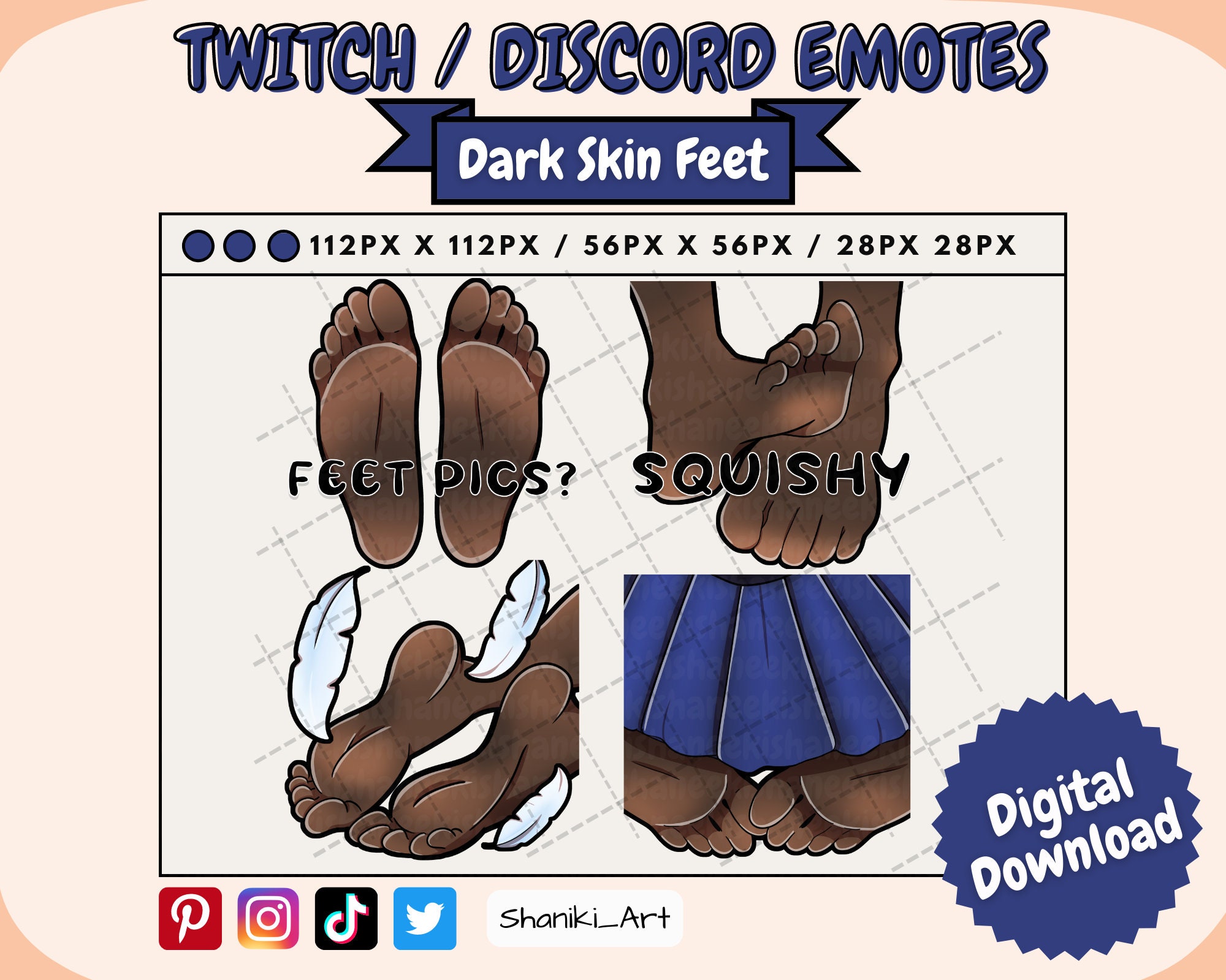 Dark Skin Tone Feet Black Girl Cute Kawaii Feet Pic Emotes Set for ...