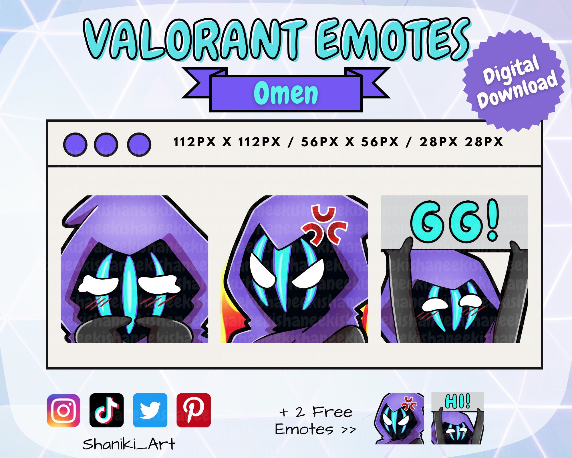 Valorant Omen Cute Kawaii Chibi Funny Emotes Set for Twitch, Discord ...