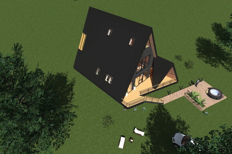 A-frame House Plans Architectural Plans 10 X 14 Mt With 4 Bedrooms. Pdf ...