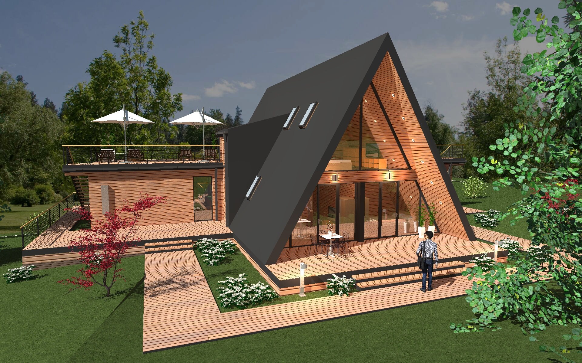 A Frame Cabin - Architectural Design in Inch - 22m X 15m- 5 Bedrooms ...