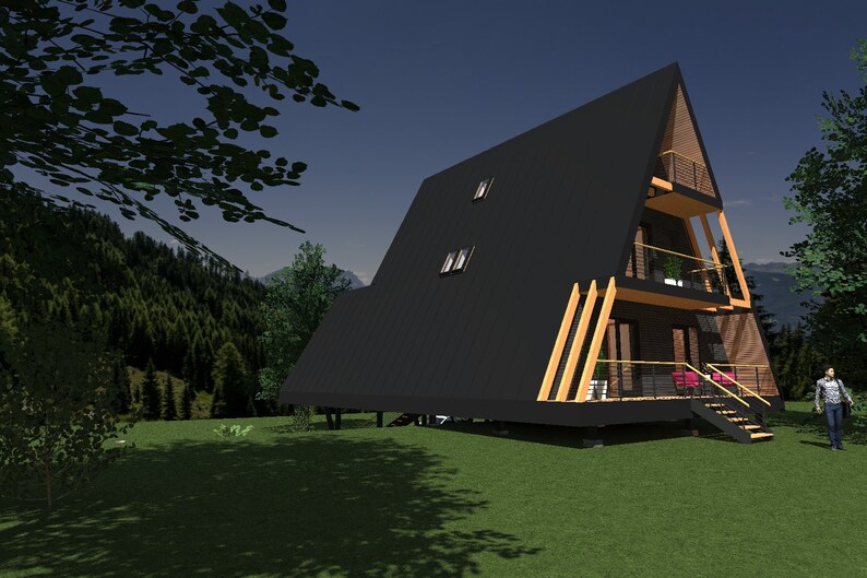 A-frame House Plans Architectural Plans 10 X 14 Mt With 4 Bedrooms. Pdf ...