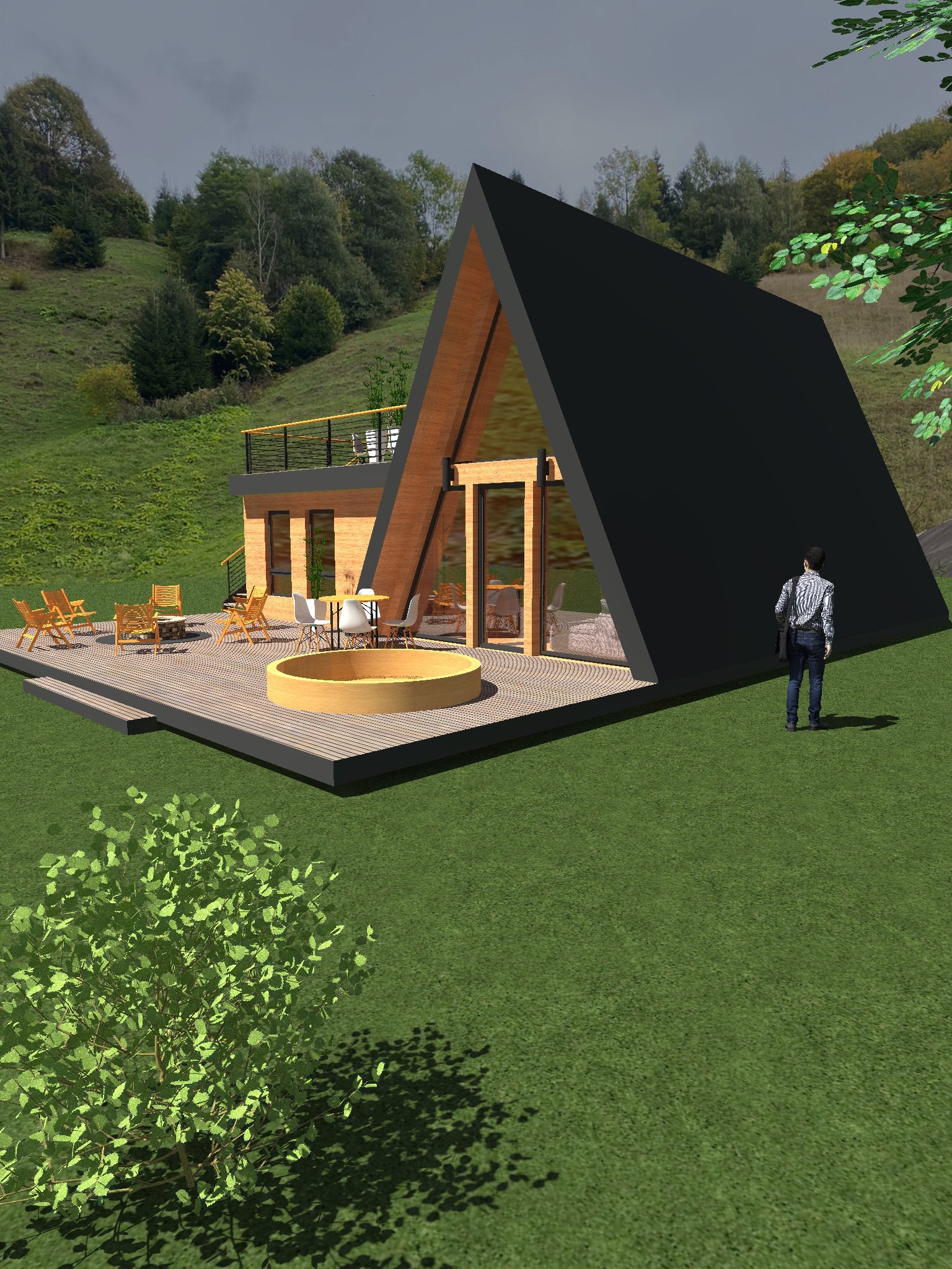 Small A Frame Cabin Design Architectural Plans 11 X 11 Meters - Etsy Canada