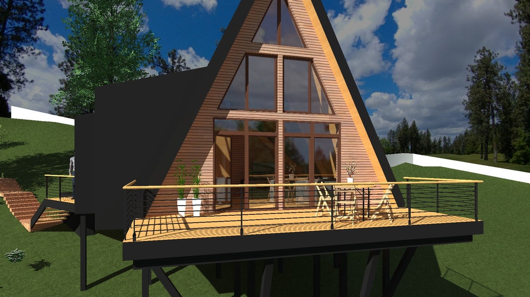 A Frame Cabin House Plans - 10 X 14 Meters - Etsy