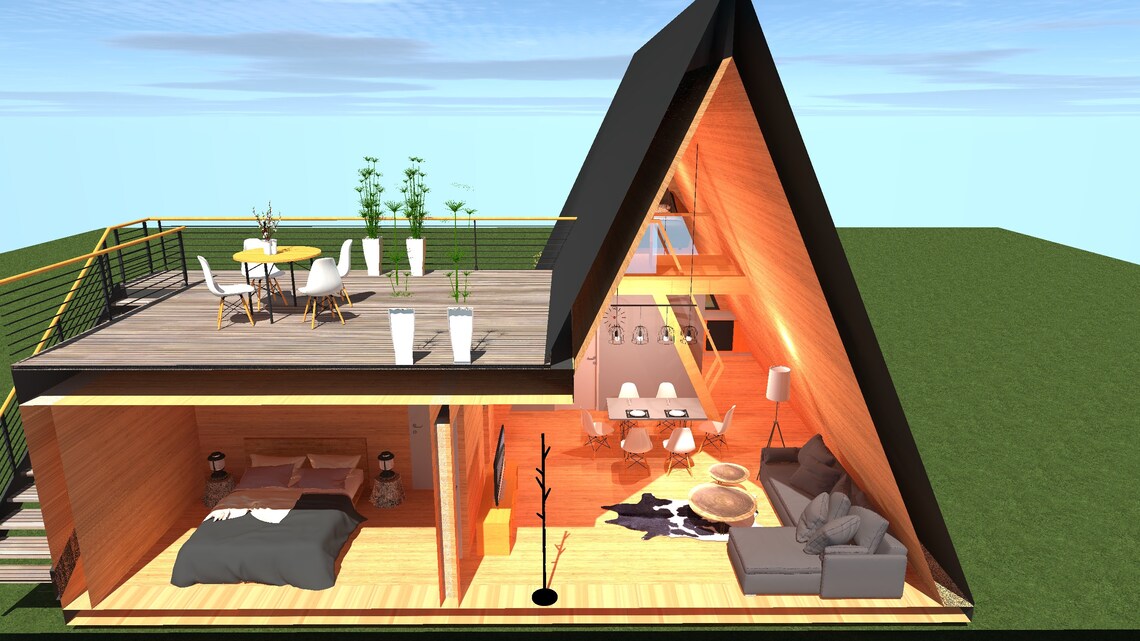 Small A Frame Cabin Design Architectural Plans 11 X 11 - Etsy Canada