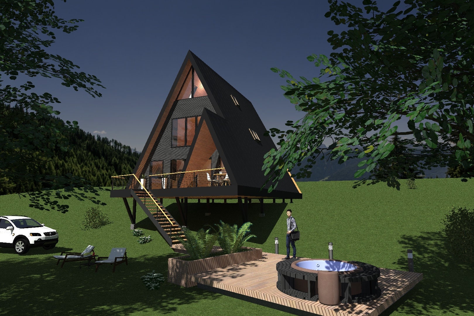 A-frame House Plans Architectural Plans 10 X 14 Mt With 4 Bedrooms. Pdf ...