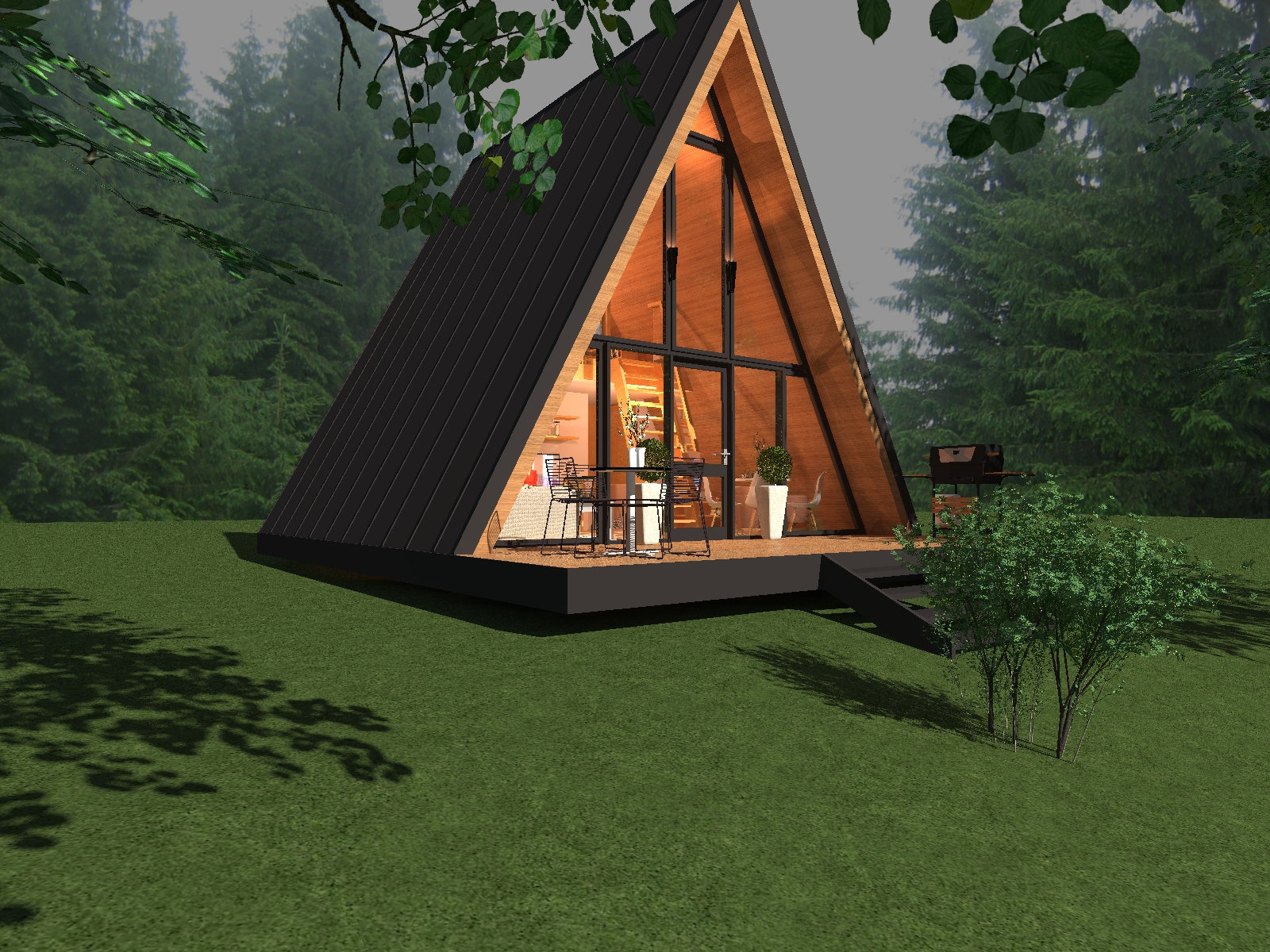 A Frame House Cabin 20 X 20 With One Bedroom Structural Detailing for ...