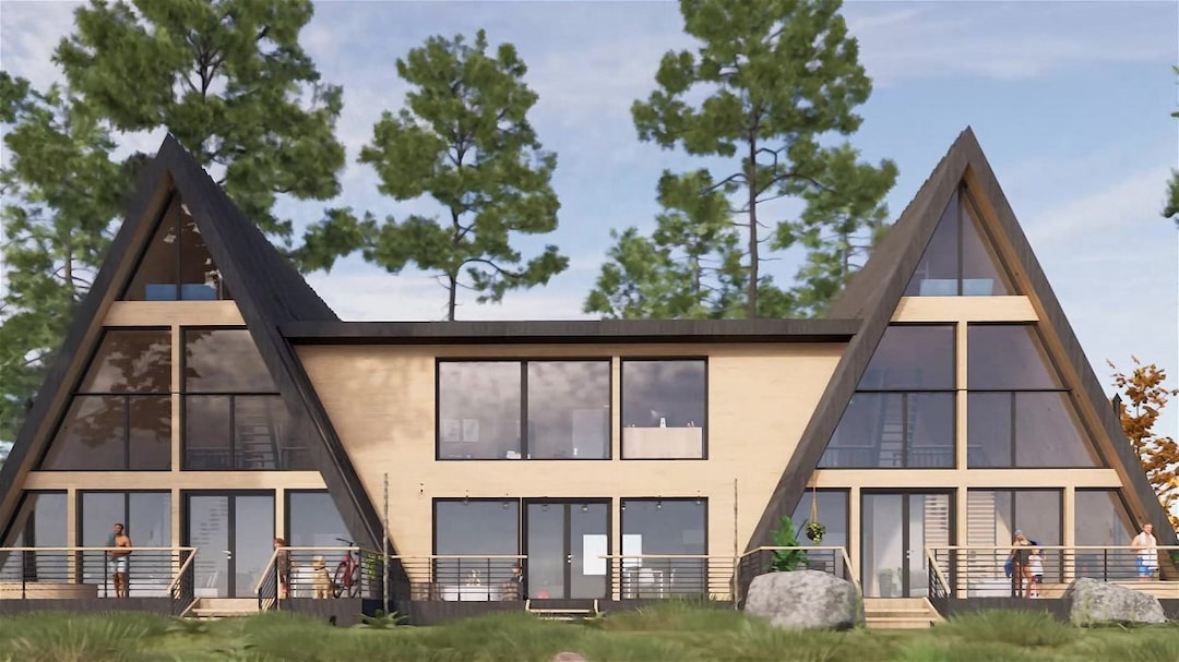 Double A-frame Cabin Plans – Romanian PDF (digital Download) - Etsy Canada