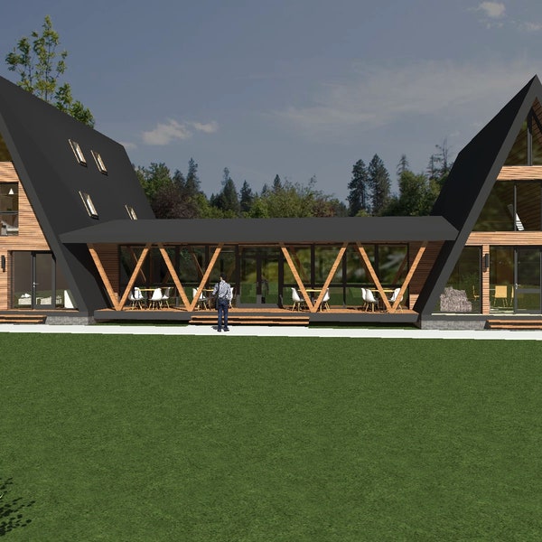 Double A-frame Cabin, 6-bedroom, 8 Bathroom, 2 Garage Bays, 3556SF ...