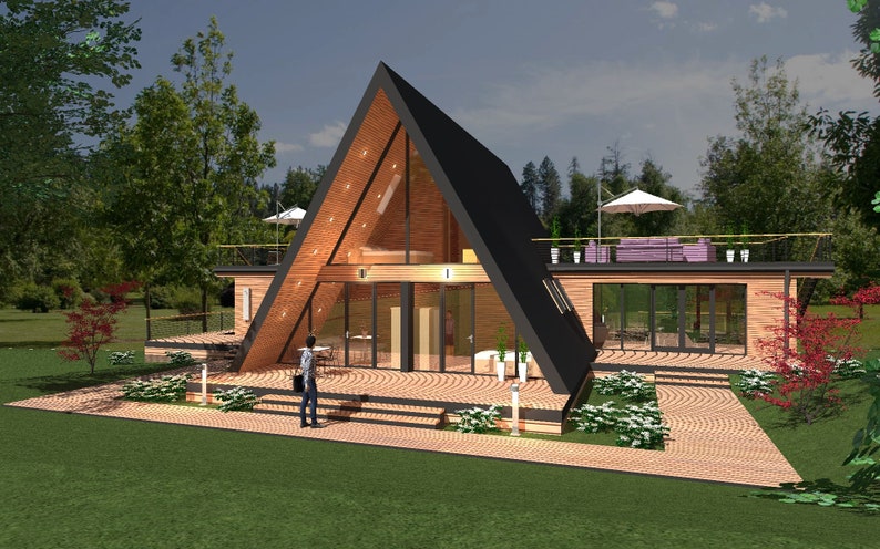 A Frame Cabin - Architectural Design in Inch - 22m X 15m- 5 Bedrooms ...