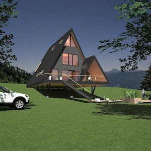 A-frame House Plans Architectural Plans 10 X 14 Mt With 4 Bedrooms. Pdf ...