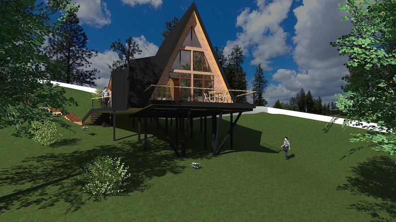 A Frame Cabin House Plans - 10 X 14 Meters - Etsy