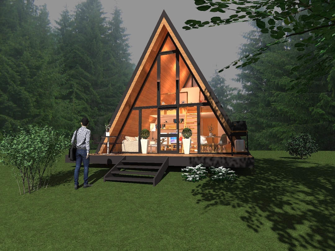A Frame House Cabin 20 X 20 With One Bedroom Structural Detailing for ...