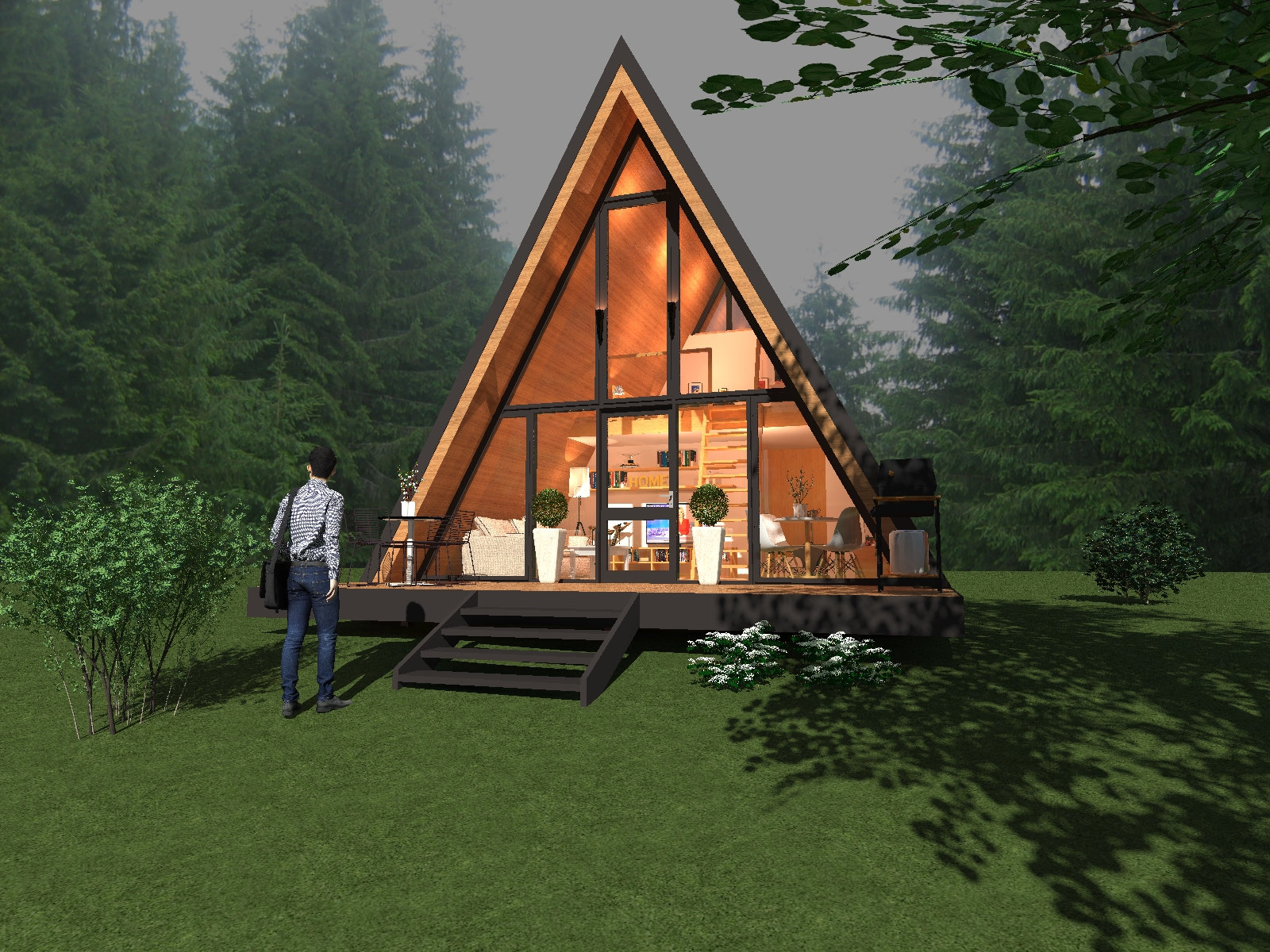 A Frame House Cabin 20 X 20 With One Bedroom Structural Detailing for ...