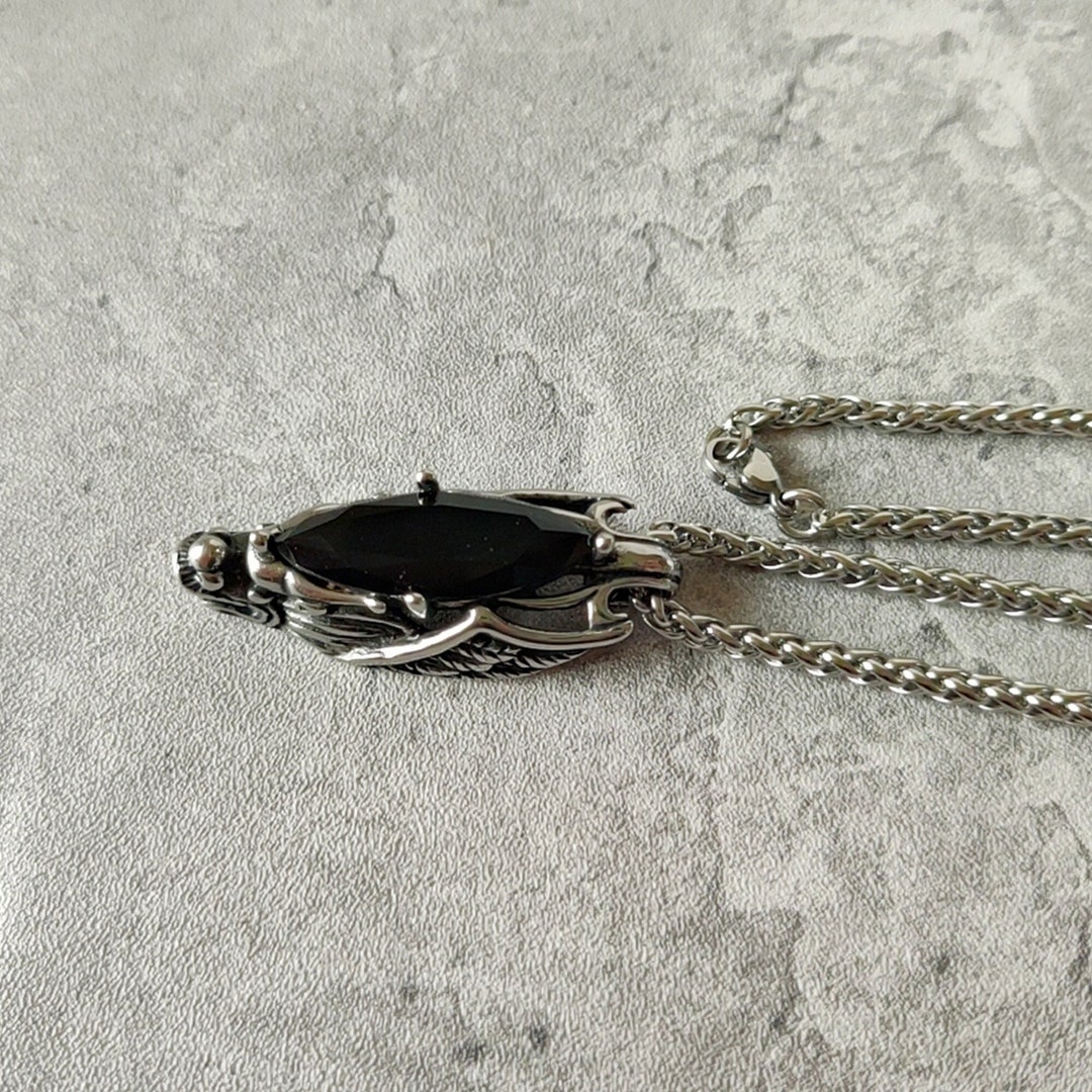 Dragon-shaped Obsidian Pendant Obsidian Pendant Obsidian - Etsy UK