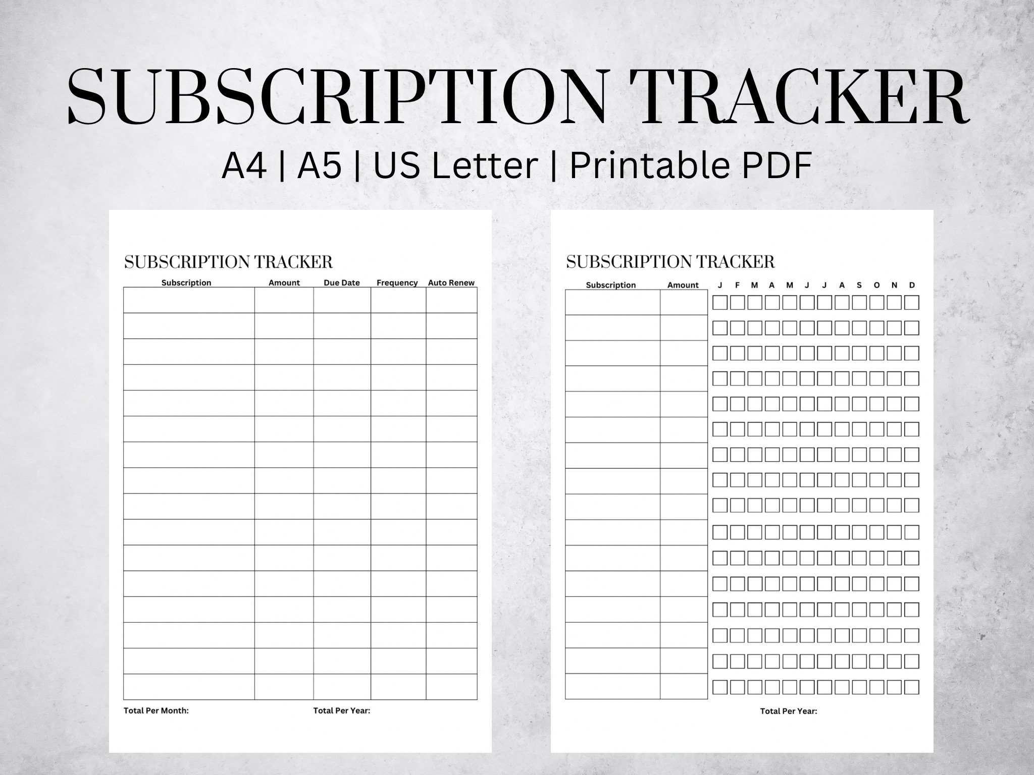 Subscription Tracker Printable Subscription Log Membership Tracker A4 ...