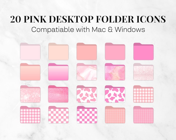 Pink Glitter Folder Icon Pack for Mac and Windows, Magenta Glitz & Glam ...