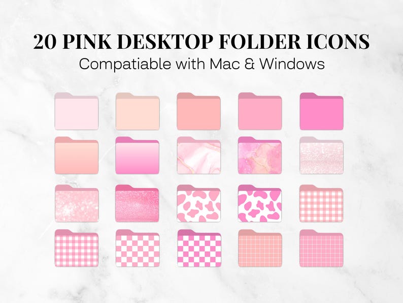 Pink Desktop Icons Mac and Windows PC Desktop Icons Cute Desktop Icons ...
