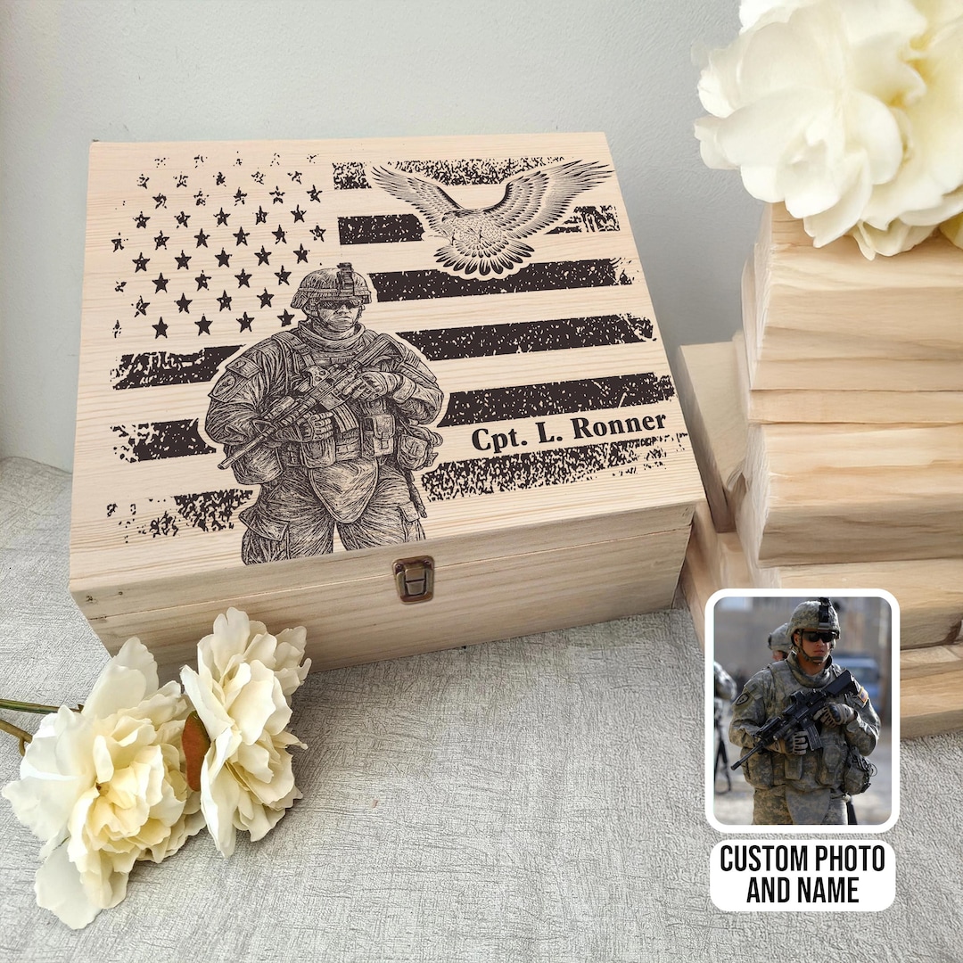 Custom Military Keepsake Box With Soldier Photo, Personalized Army Gift ...