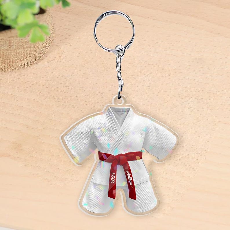 Personalized Martial Arts Uniform Keychain, Custom Karate Gi Keyring ...