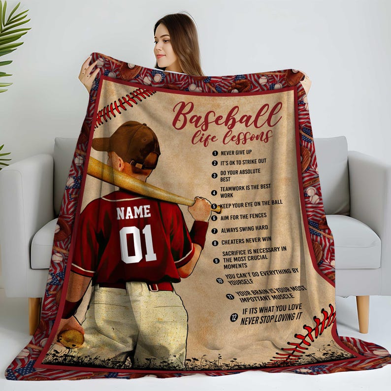 Personalized Baseball Player Blanket, Custom Name Number Blankets ...