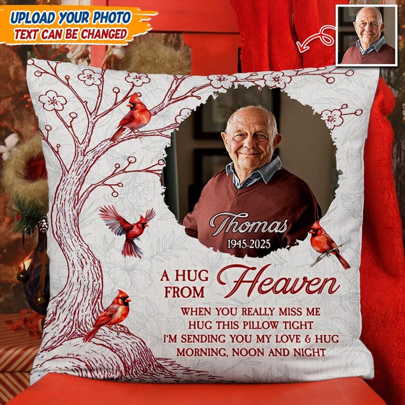 Personalized A Hug From Heaven Memorial Pillow, Custom Photo ...