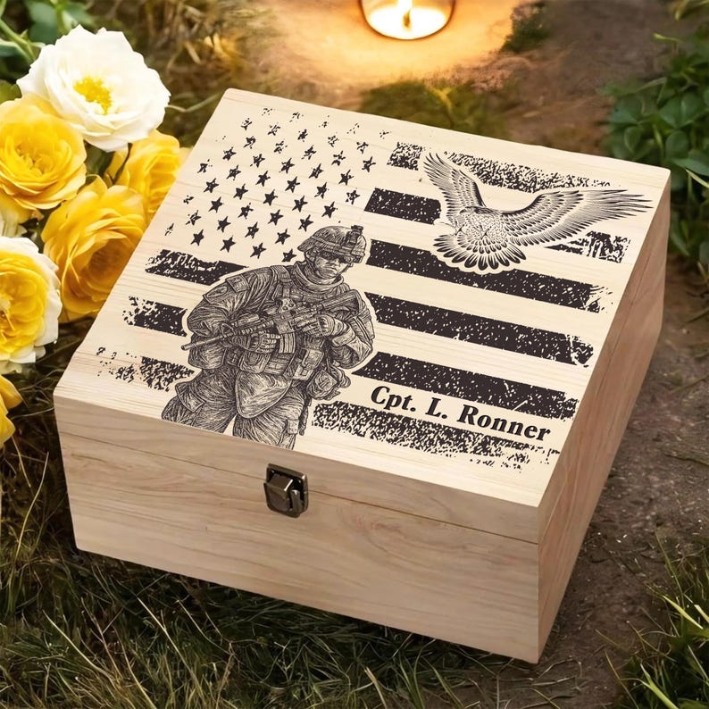 Custom Military Keepsake Box With Soldier Photo, Personalized Army Gift ...