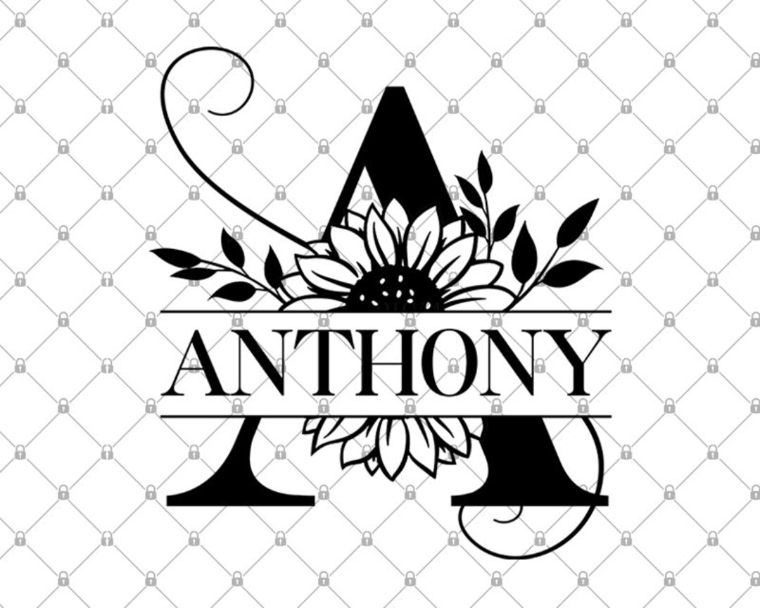 Personalized Sunflower Split Monogram Png, Floral Monogram Clipart ...