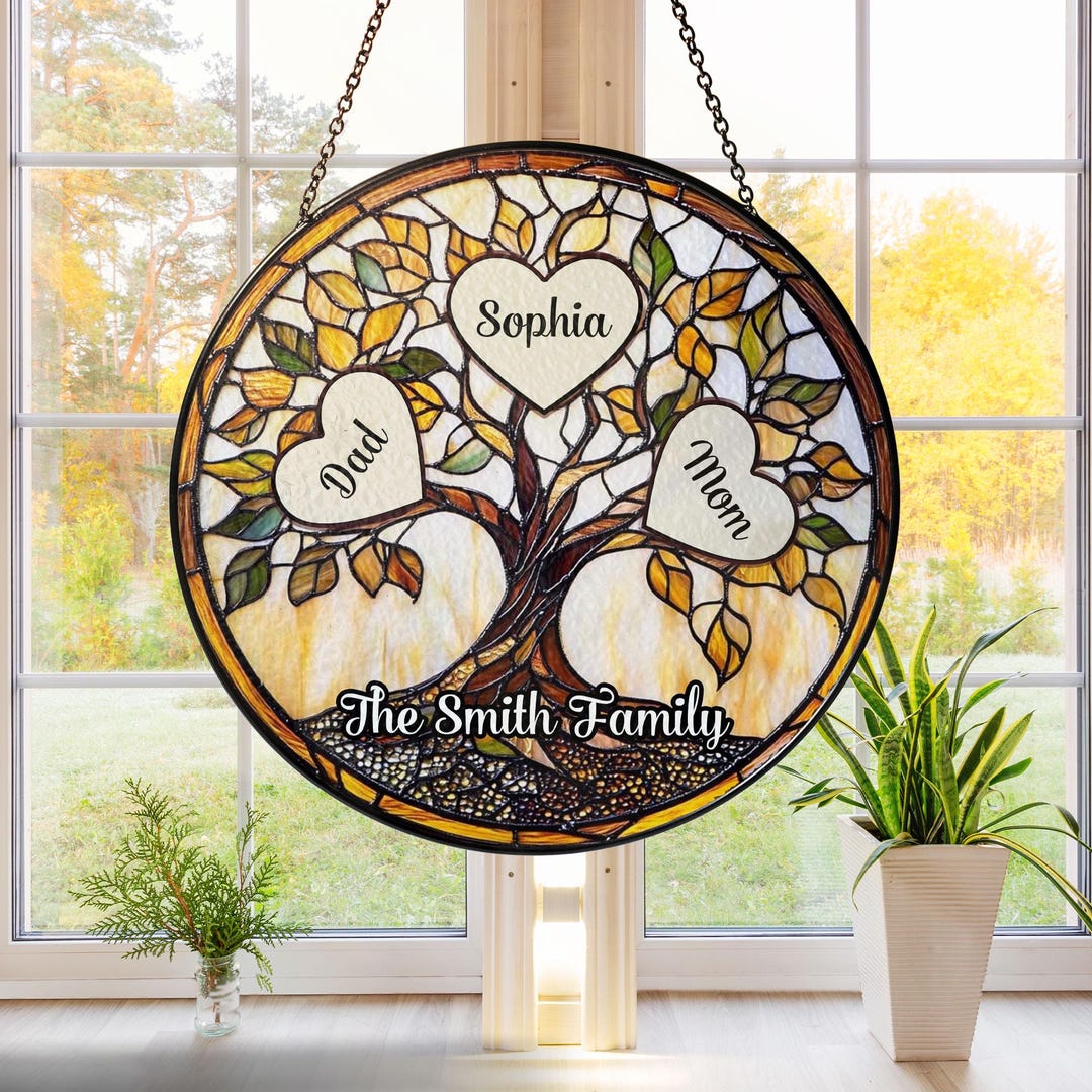 Family Unbreakable Bond Tree of Life Suncatcher, Personalized Stained ...