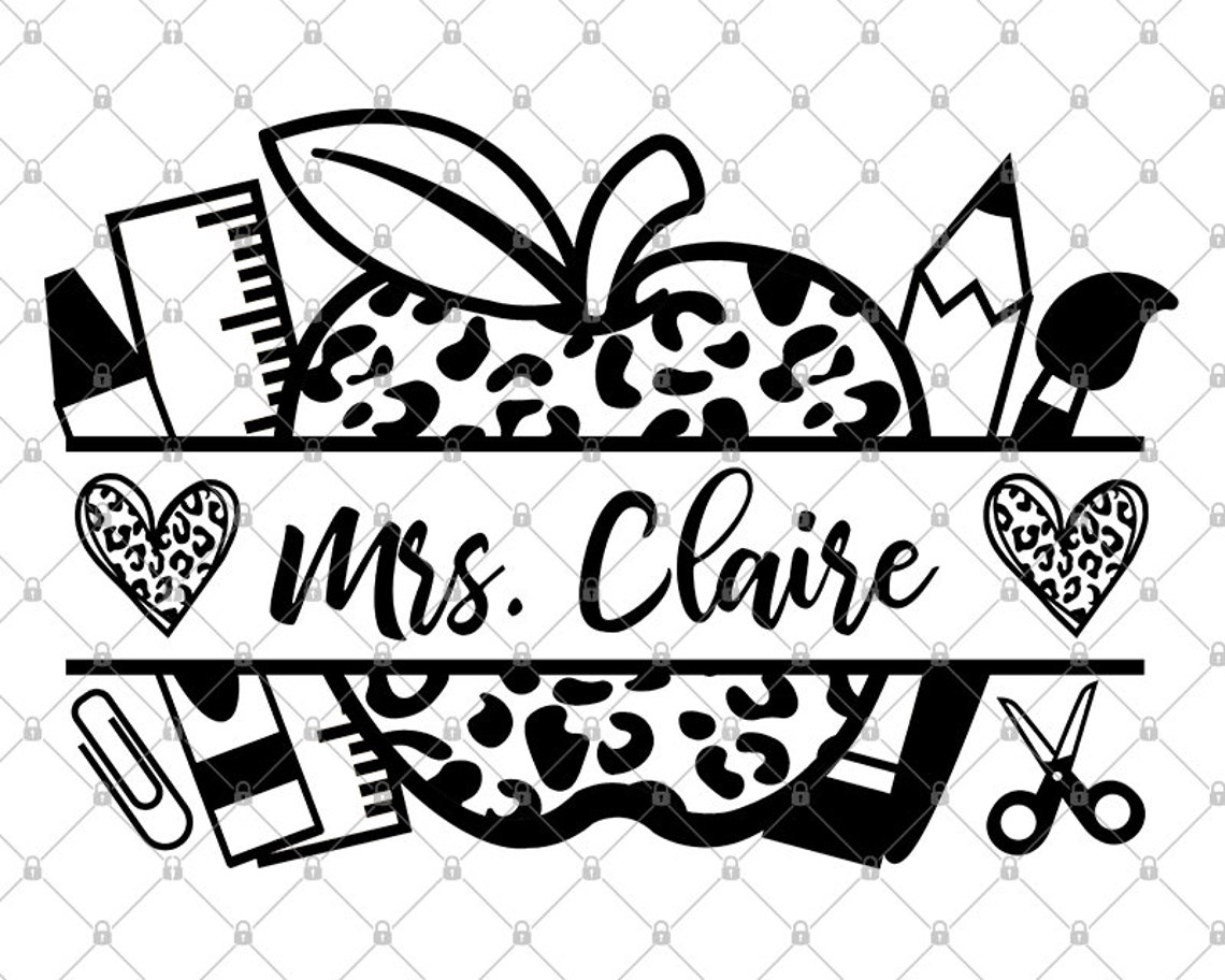 Custom Teacher Name Png Teacher Split Monogram Png Teacher - Etsy