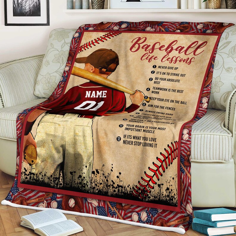 Personalized Baseball Player Blanket, Custom Name Number Blankets ...