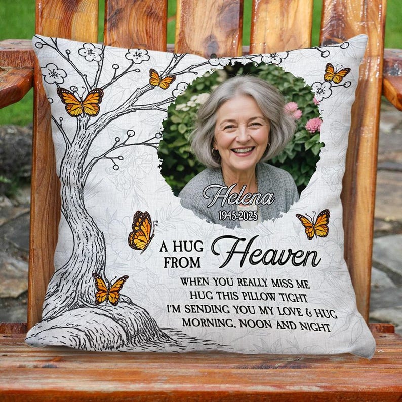 Personalized A Hug From Heaven Memorial Pillow, Custom Photo ...