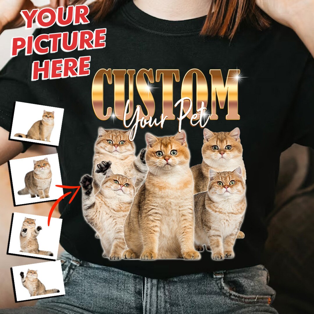 Cat Lover Custom Your Own Photo, Cat Custom Tee, Personalized Cat Photo ...