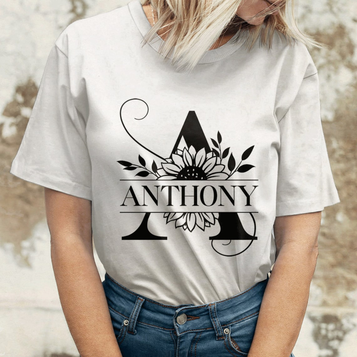 Personalized Sunflower Split Monogram Png Floral Monogram - Etsy