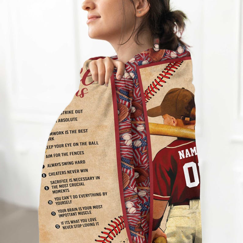 Personalized Baseball Player Blanket, Custom Name Number Blankets ...