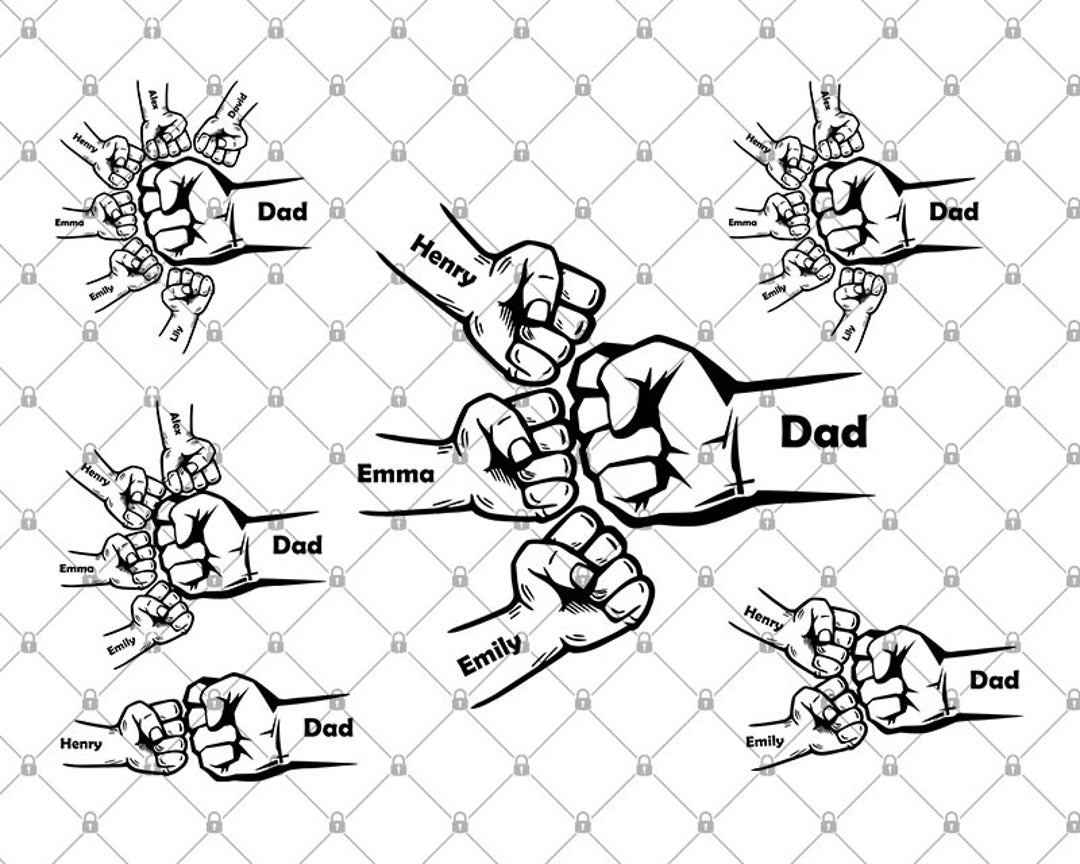 Personalized Father's Day Fist Bump Set Png,father's Day Design Png ...