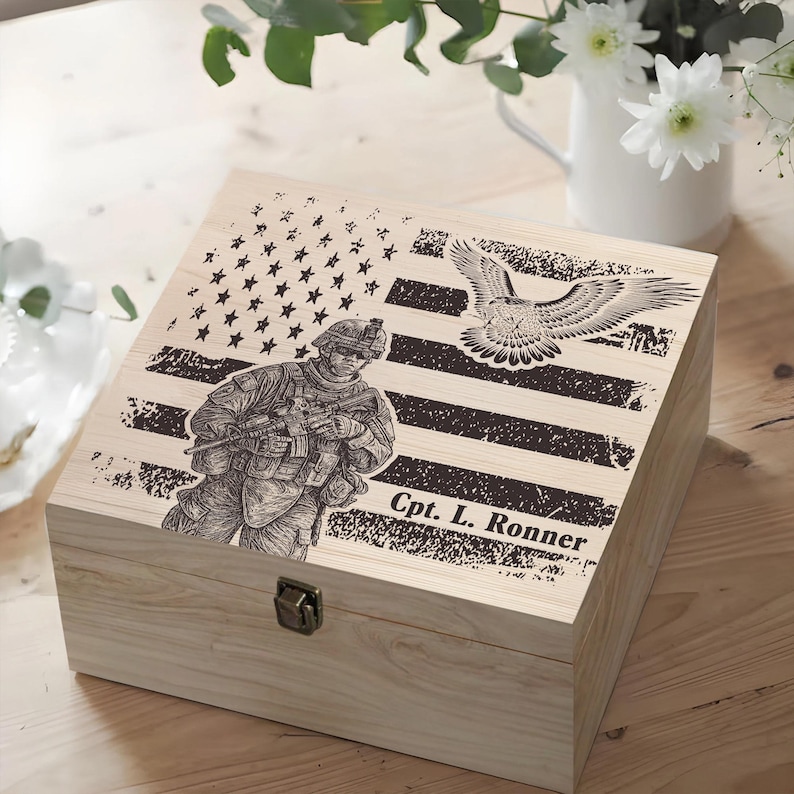 Custom Military Keepsake Box With Soldier Photo, Personalized Army Gift ...