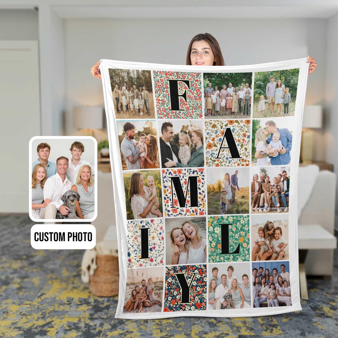 Family Photo Collage, Personalized Family Photo Blanket, Gift for ...