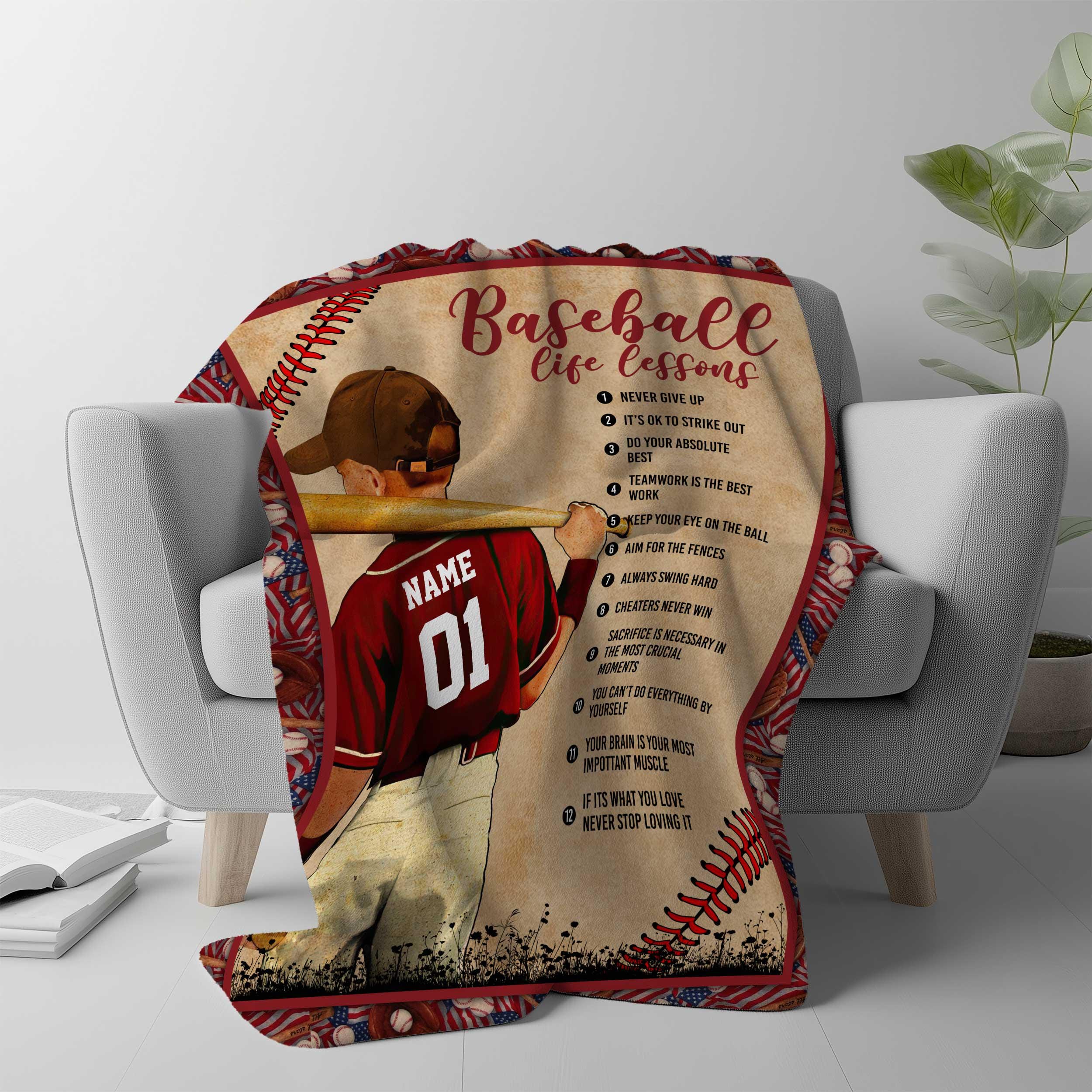 Personalized Baseball Player Blanket, Custom Name Number Blankets ...