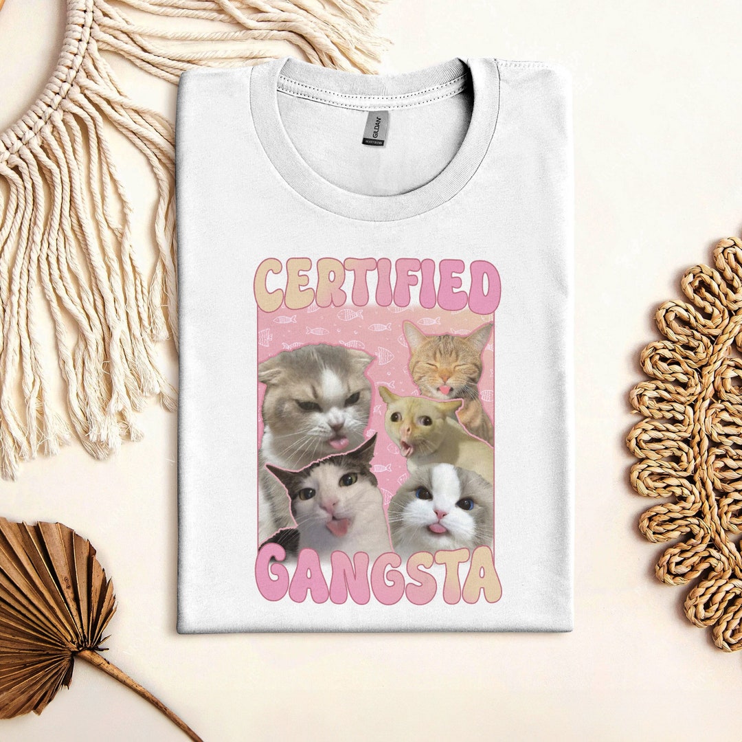 Certified Gangsta Funny Cat Meme T-shirt Gift for Her, Goofy Ahh Tee Shirt, Silly Cats Tshirt ...