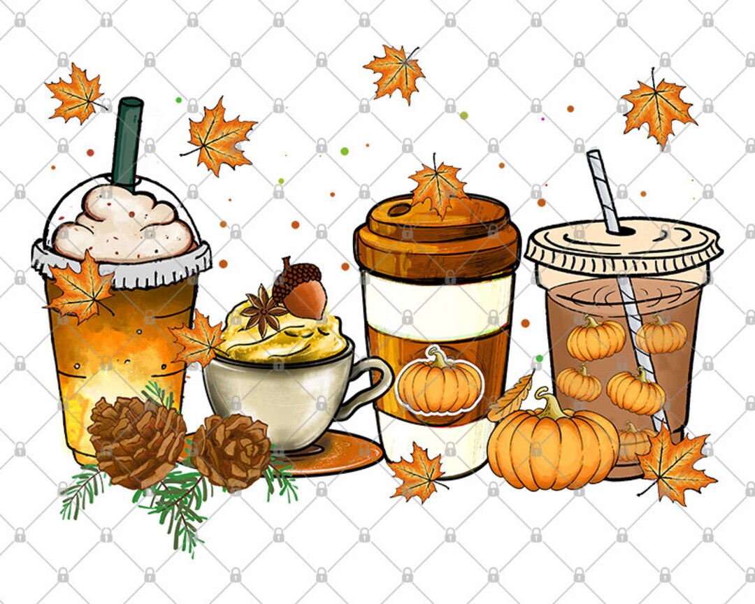 Fall Coffee Cups Png Fall Drinks Png Autumn Coffee Png - Etsy