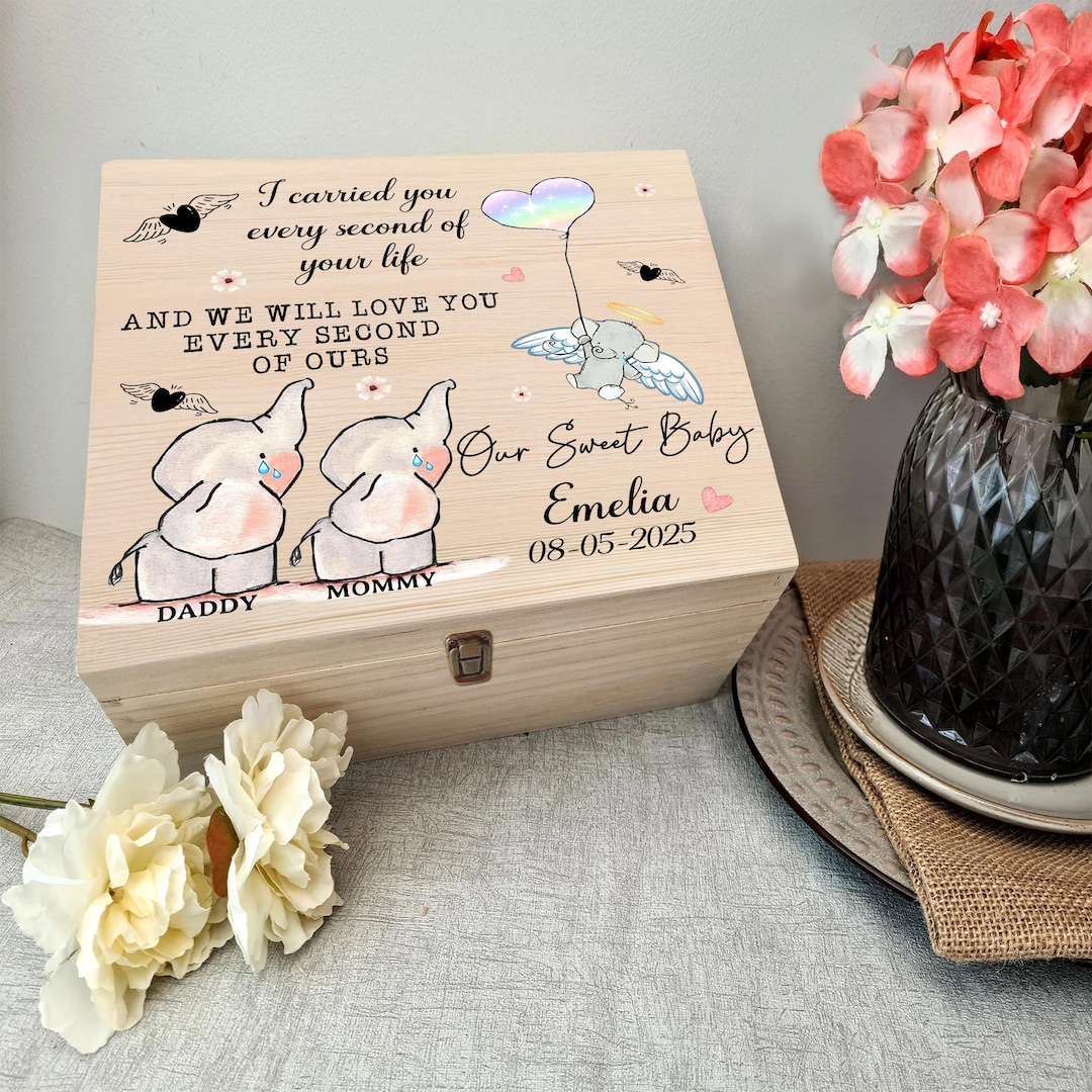 Custom Angel Baby Memory Box, Baby Loss Gift, Personalized Miscarriage ...