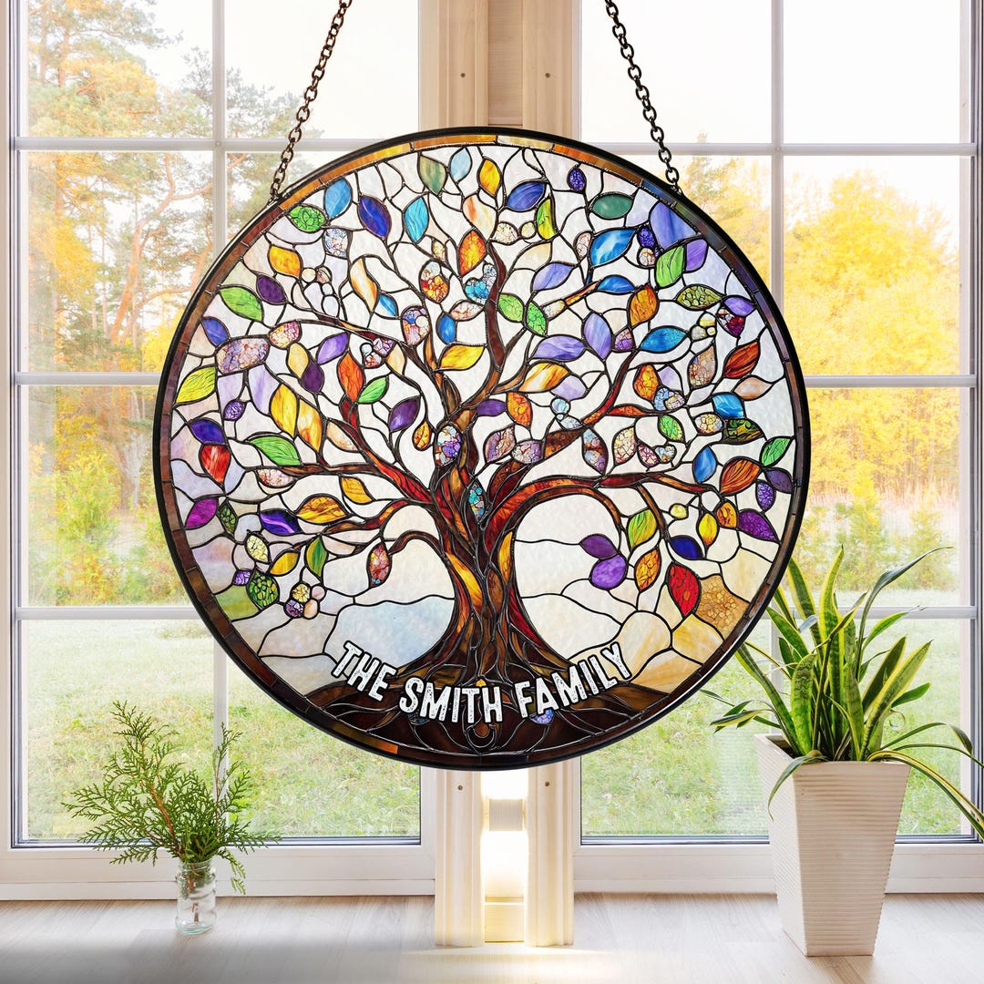 Custom Family Tree of Life Suncatcher, Personalized Family's Name ...
