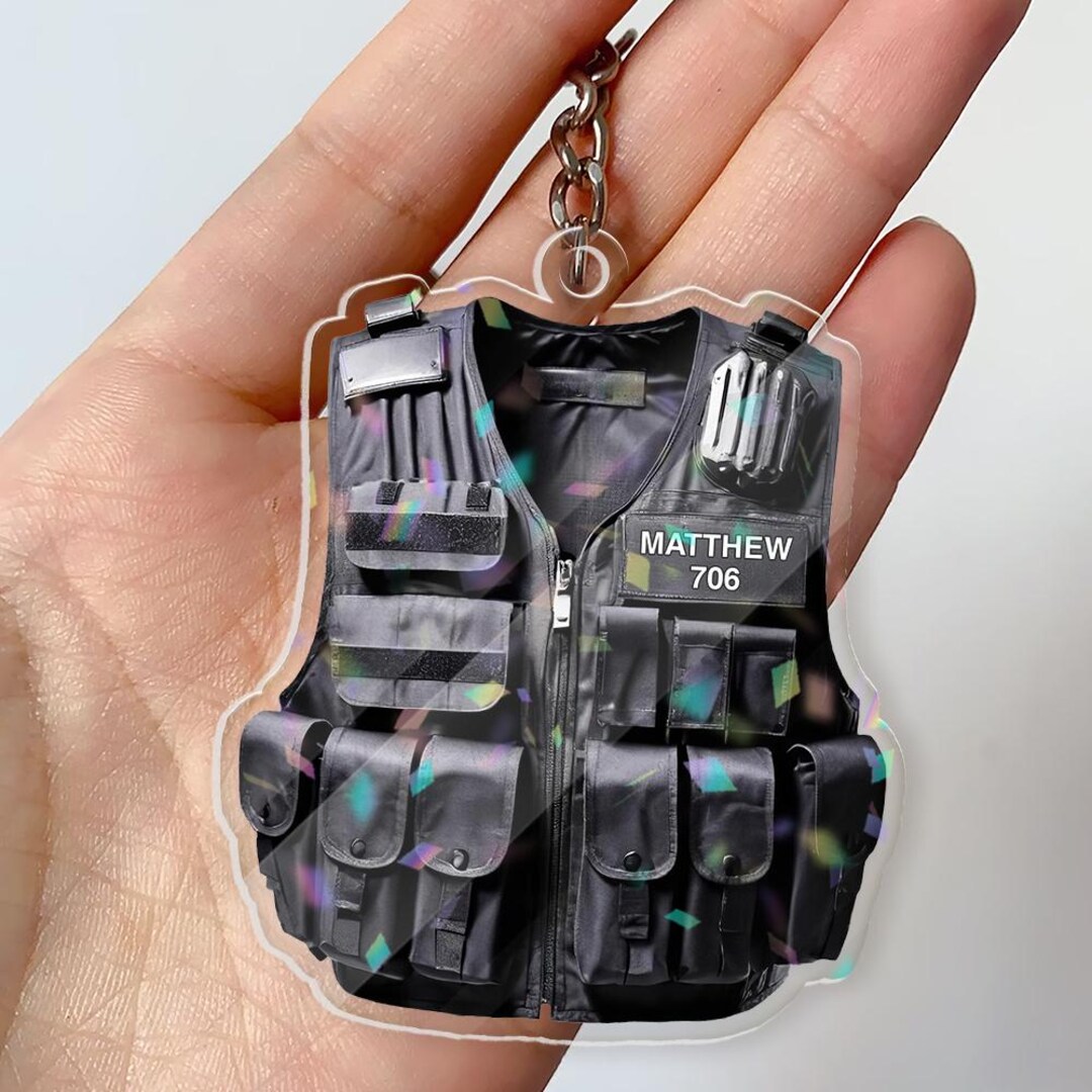 Custom Tactical Vest Keychain, Personalized Police Gear Key Ring, SWAT ...