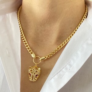 Leopard Head Necklace Panther Head Necklace Jaguar Cheetah - Etsy