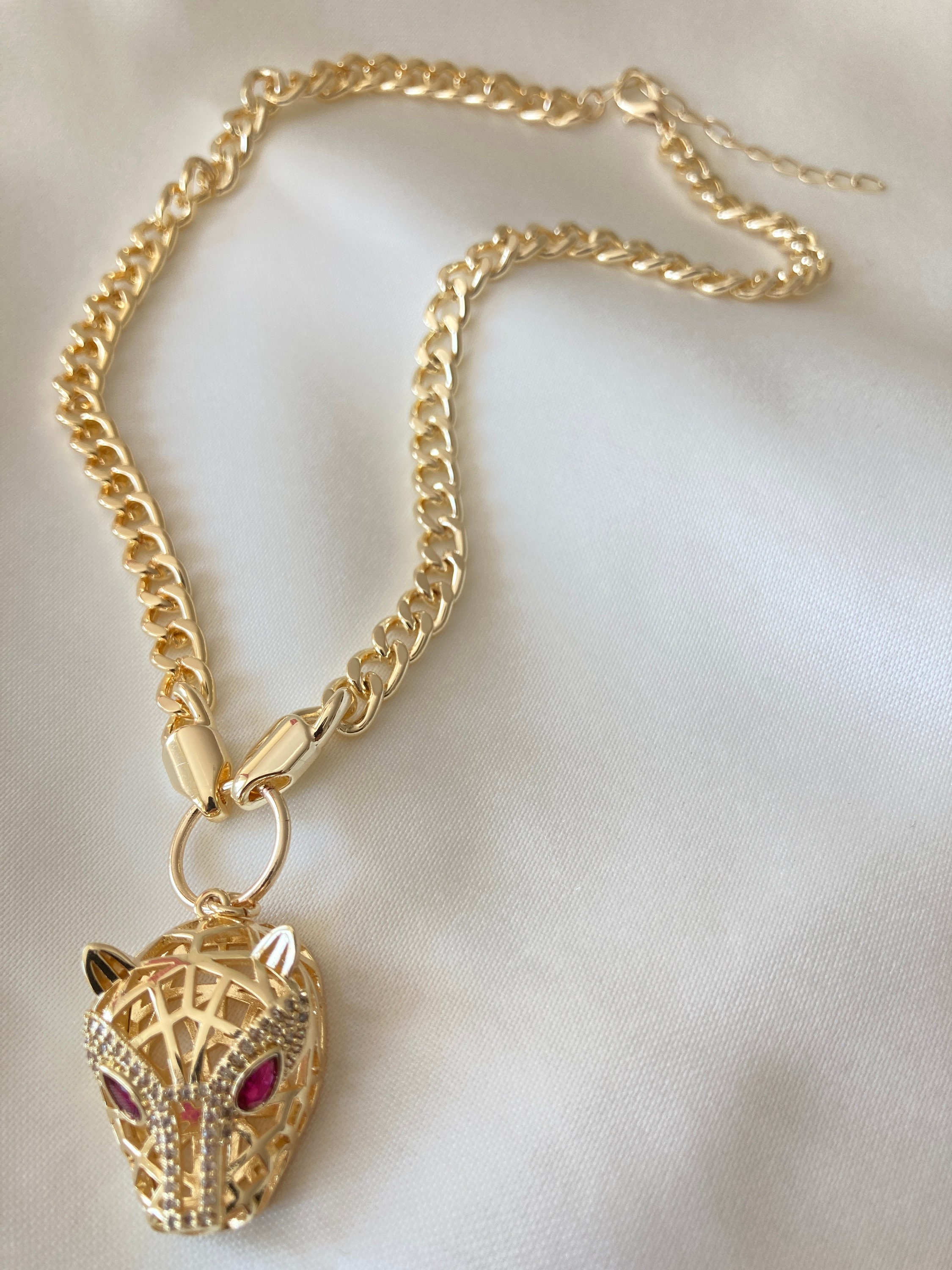 Leopard Head Necklace Panther Head Necklace Jaguar Cheetah - Etsy