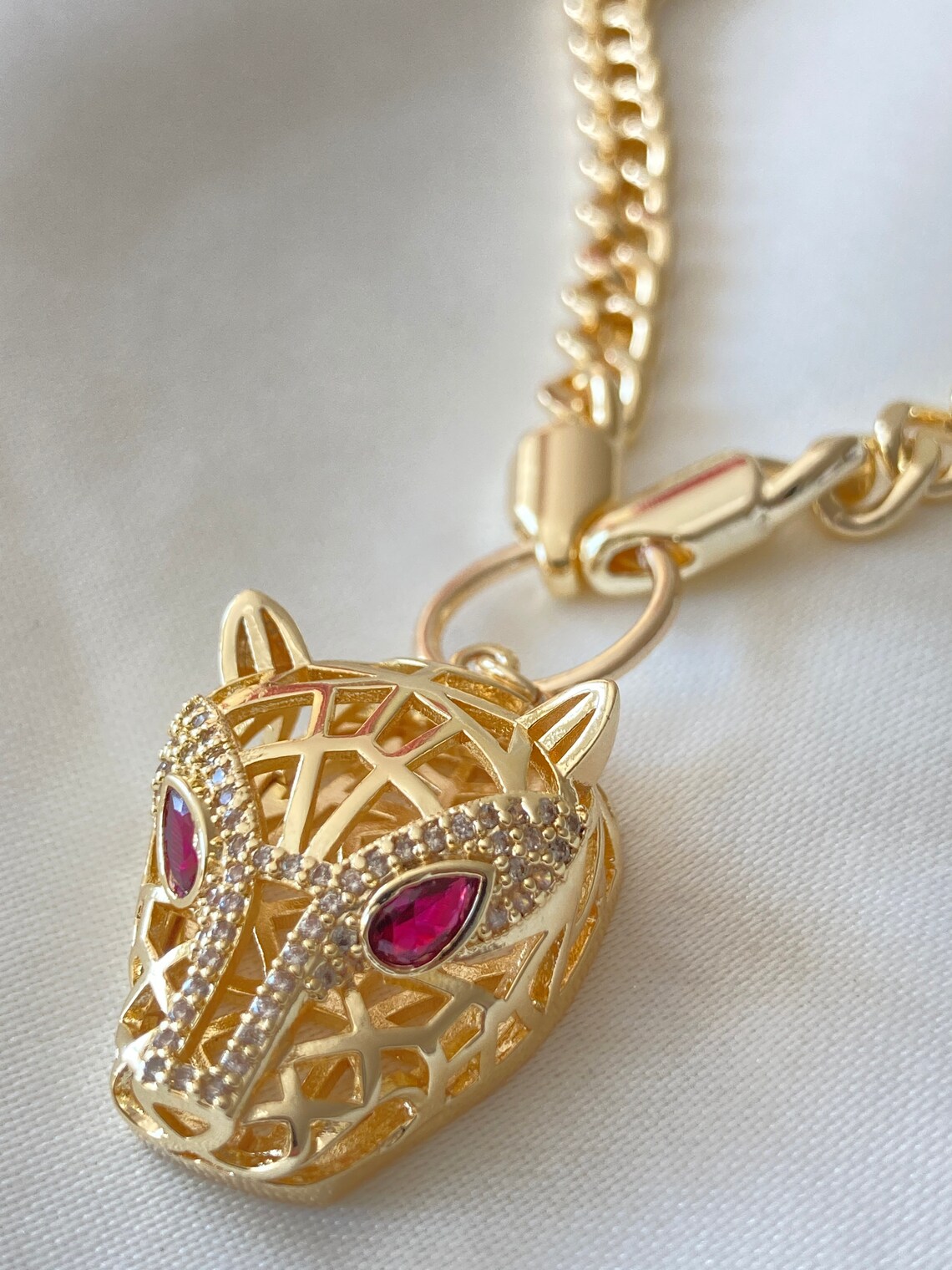 Leopard Head Necklace Panther Head Necklace Jaguar Cheetah - Etsy