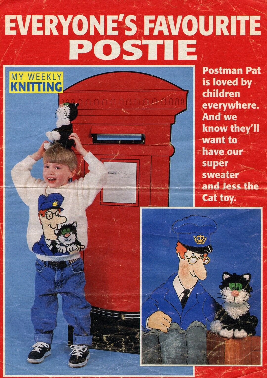 PDF Vintage Postman Pat Knitting Pattern Sweater Jumper and Jess Cat ...