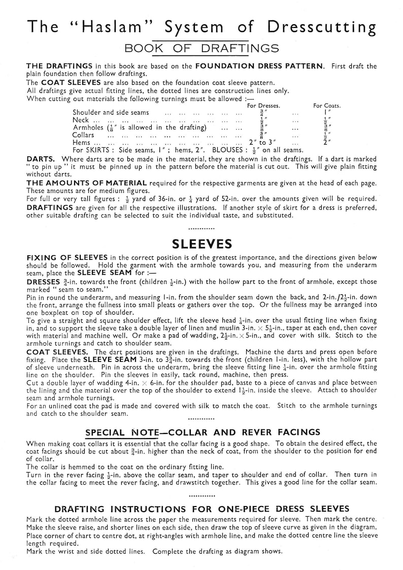 Haslam System of Dresscutting - Book of Drafting - No. 20 (1943) - PDF ...