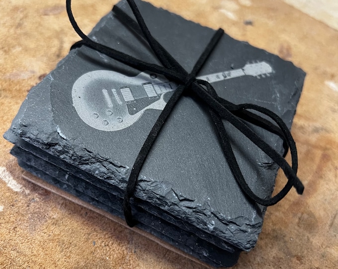 Guitar Pick Drink Coasters With a Stand Styled After a Fender Strat ...