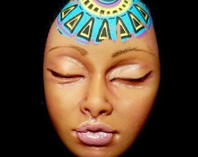 Young Beautiful African Queen, Tribal Art Doll Face Cabochon, Spirit ...